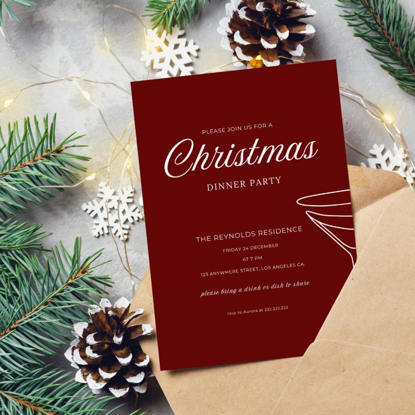 Christmas Party Invitation, Red Christmas Invitation, Editable ...