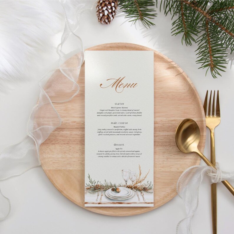 Editable Christmas Dinner Menu, Christmas Menu, Holiday Dinner Menu ...