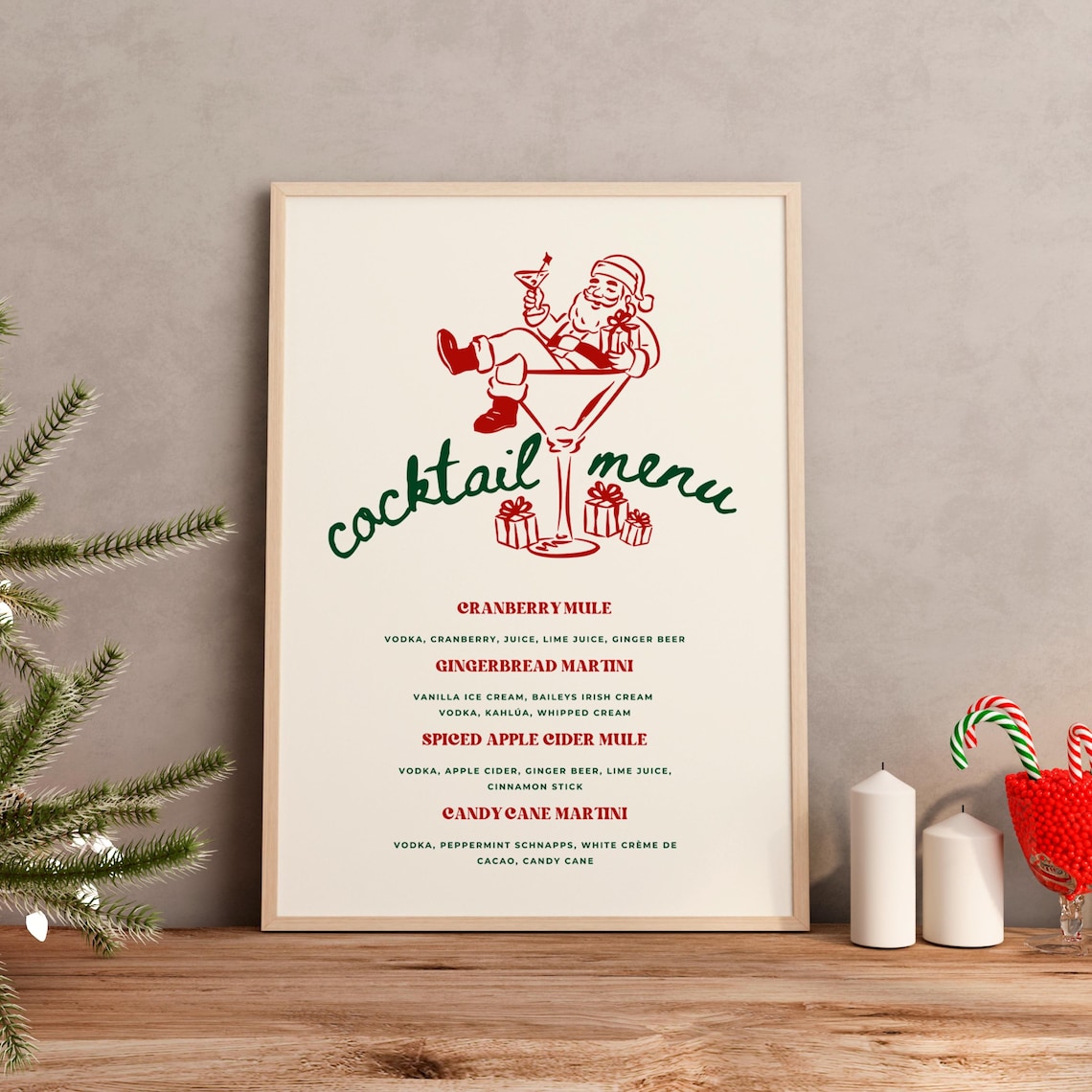 Christmas Party Drink Sign, Christmas Bar Menu, Christmas Cocktail Menu ...