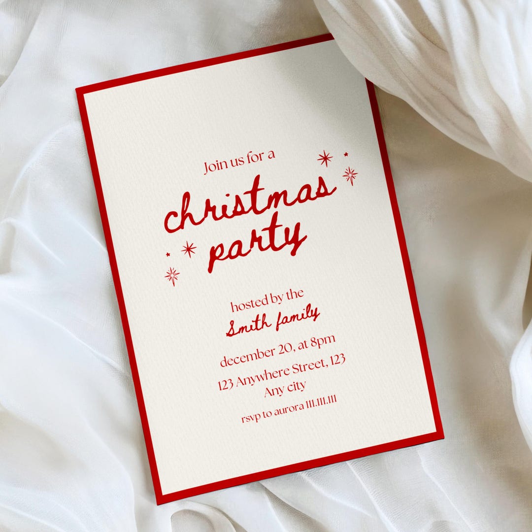 Whimsical Christmas Party Invitation Template, Editable Holiday Invite ...