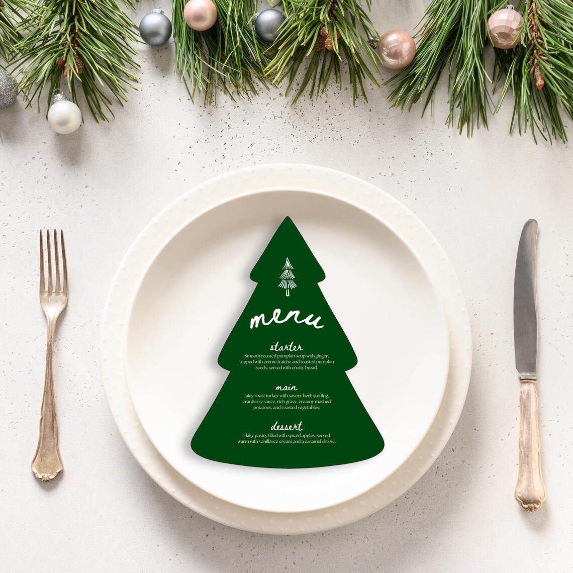 Christmas Menu Template Christmas Tree Menu Holiday Menu Card Christmas ...