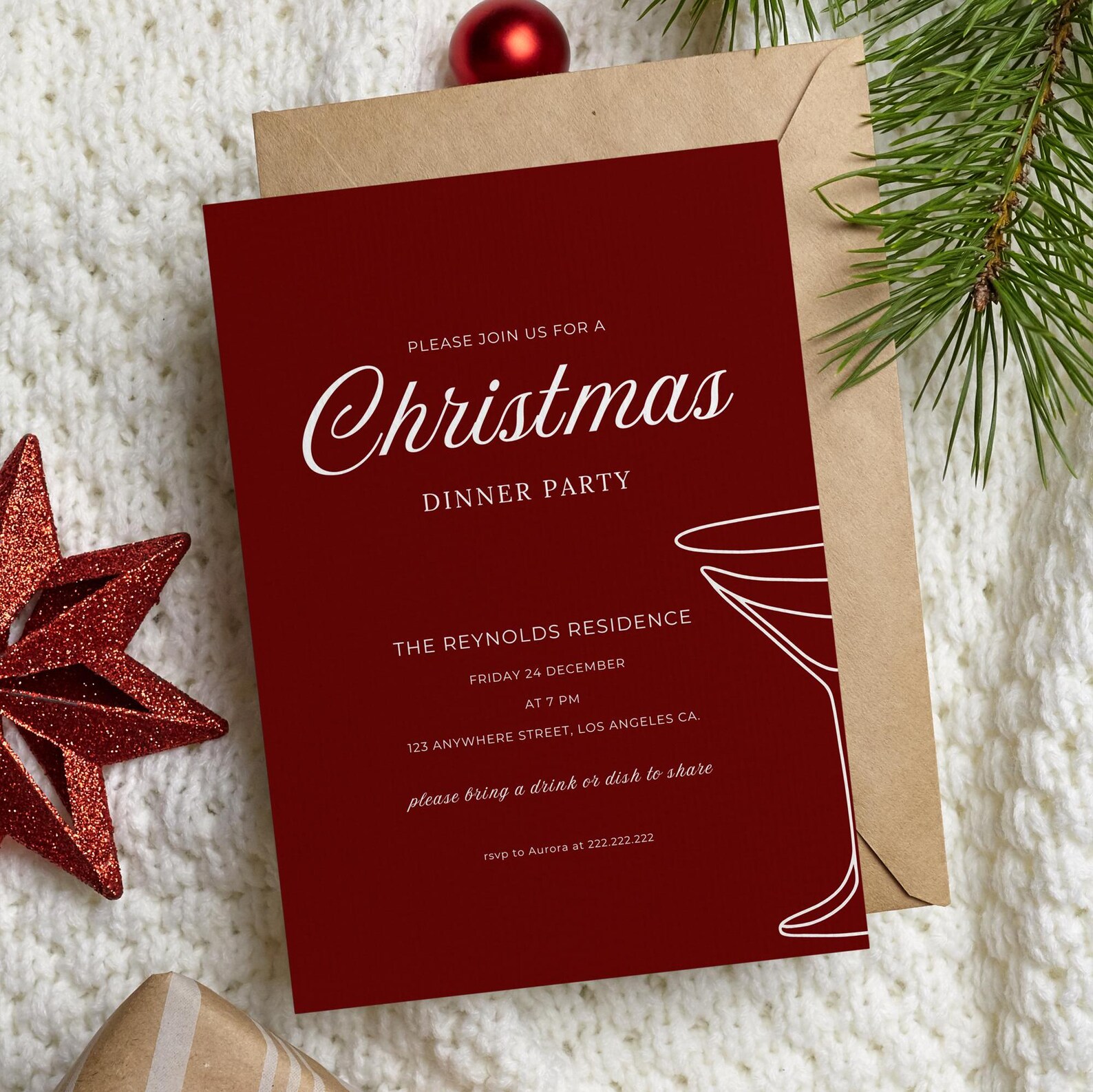 Christmas Party Invitation, Red Christmas Invitation, Editable ...