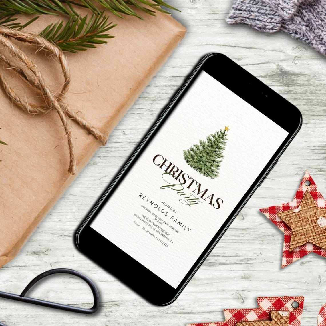 Christmas Tree Invitation, Editable Christmas Party Invitation ...