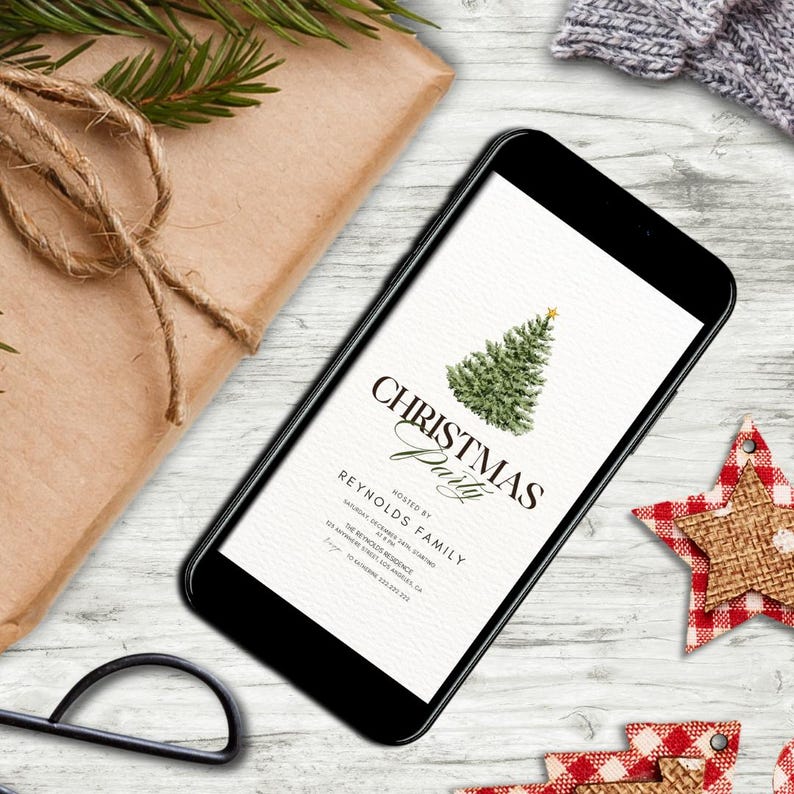 Christmas Tree Invitation, Editable Christmas Party Invitation ...