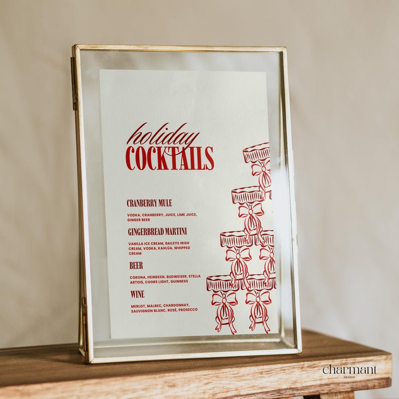 Holiday Cocktails, Holiday Drinks, Christmas Bar Sign, Christmas Drinks ...