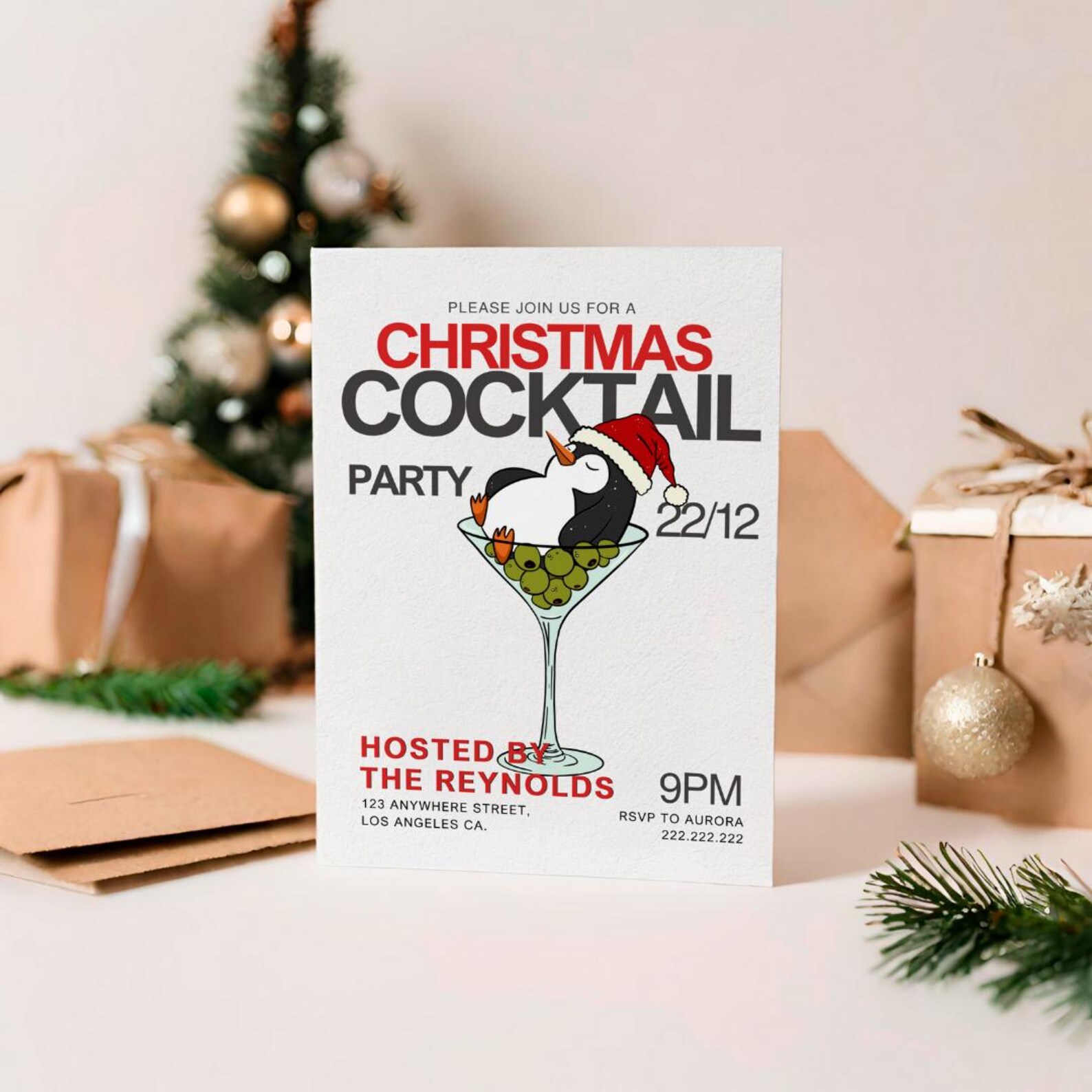Christmas Cocktail Party Invitation, Christmas Cocktail Party ...