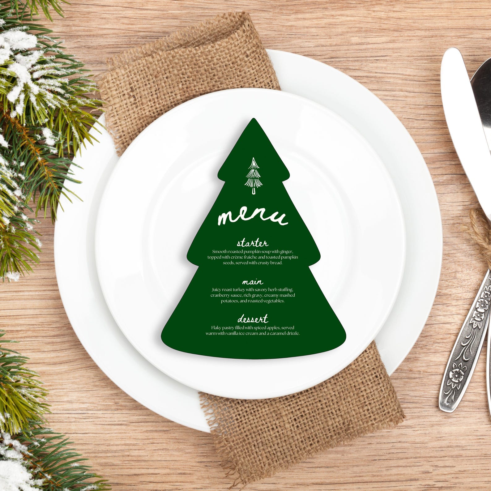 Christmas Menu Template Christmas Tree Menu Holiday Menu Card Christmas ...