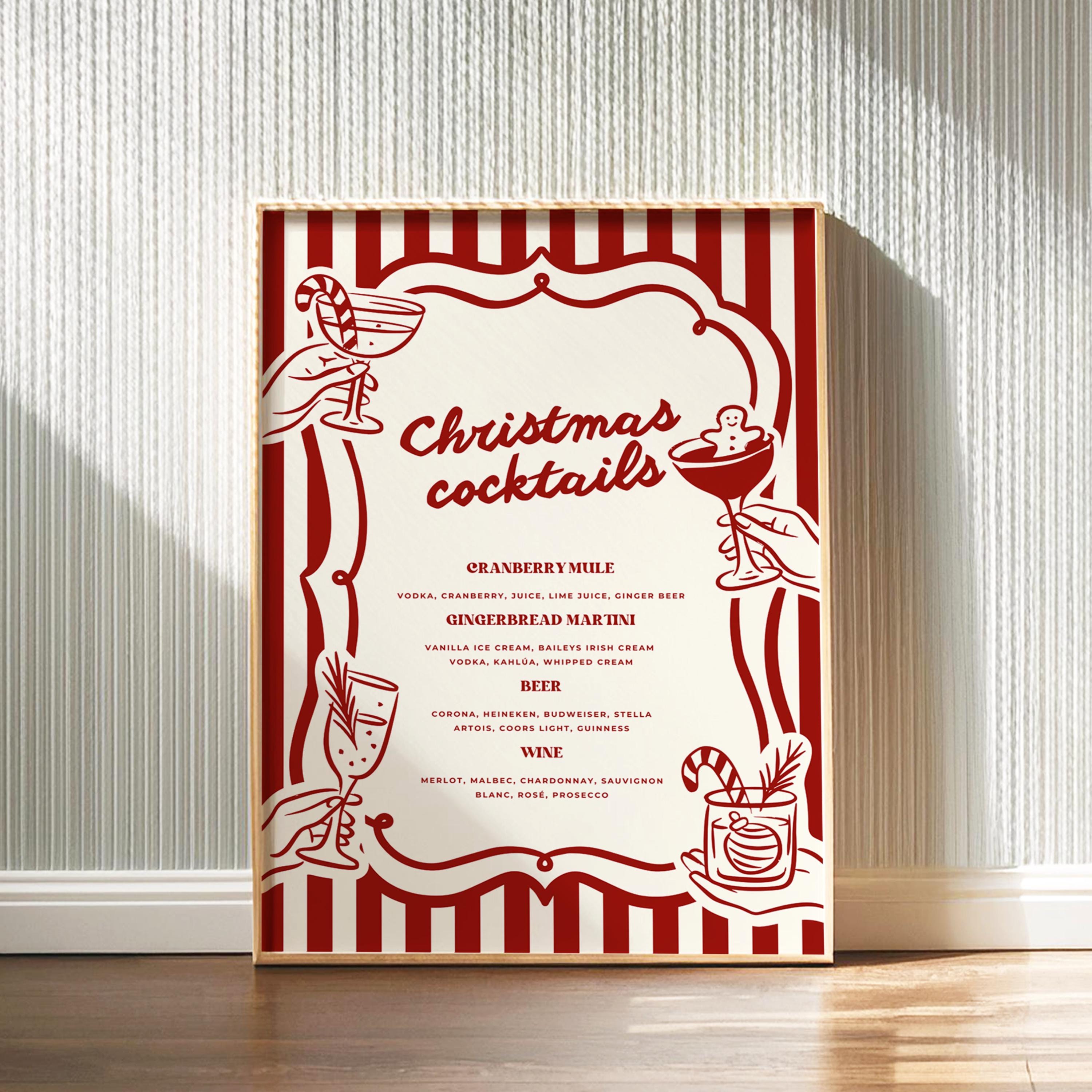 Christmas Bar Decor, Holiday Drinks, Christmas Bar Sign, Christmas ...