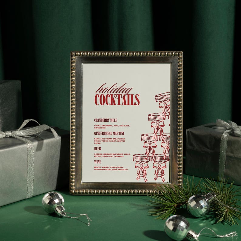 Holiday Cocktails, Holiday Drinks, Christmas Bar Sign, Christmas Drinks ...