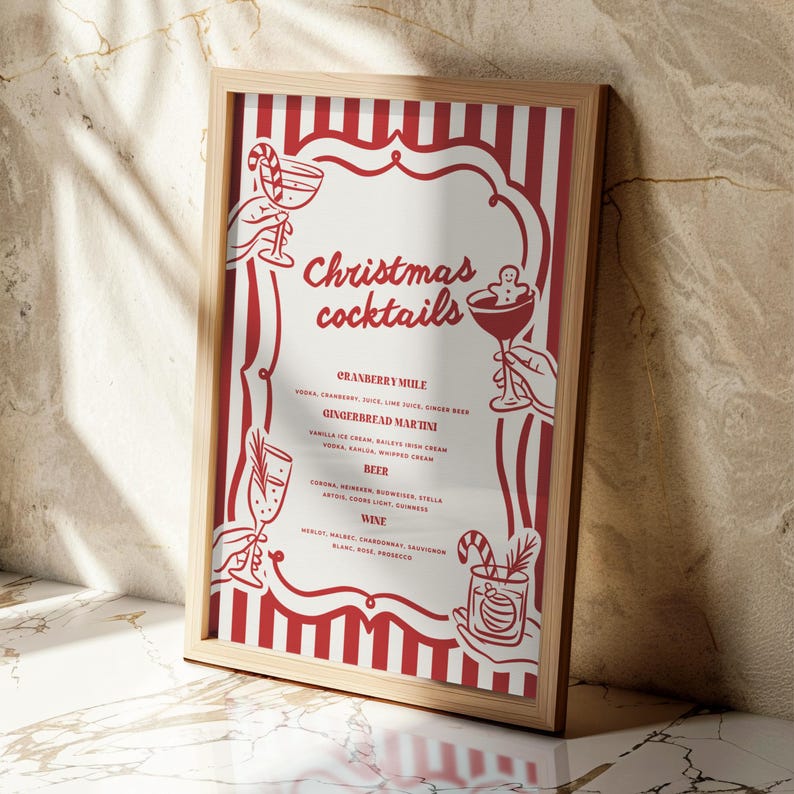 Christmas Bar Decor, Holiday Drinks, Christmas Bar Sign, Christmas ...
