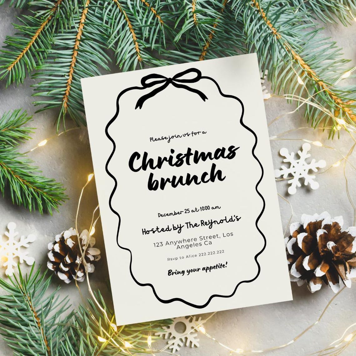 Christmas Brunch Invitation, Christmas Invitation, Holiday Brunch ...