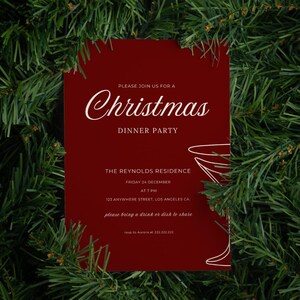 Christmas Party Invitation, Red Christmas Invitation, Editable ...
