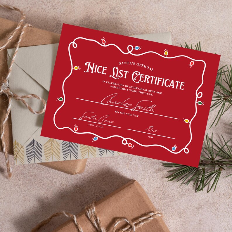 Santas Nice List, Christmas Nice List Certificate, Digital Download ...