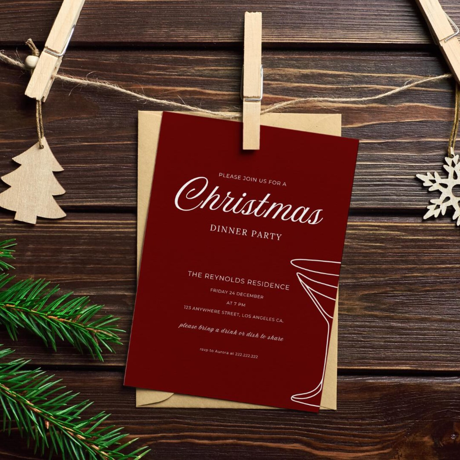 Christmas Party Invitation, Red Christmas Invitation, Editable ...