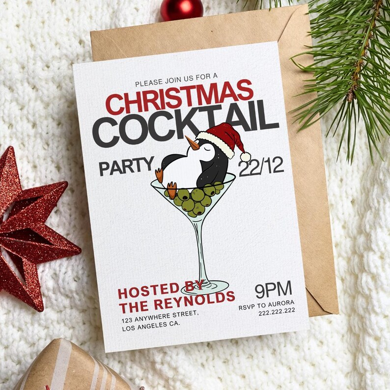 Christmas Cocktail Party Invitation, Christmas Cocktail Party ...