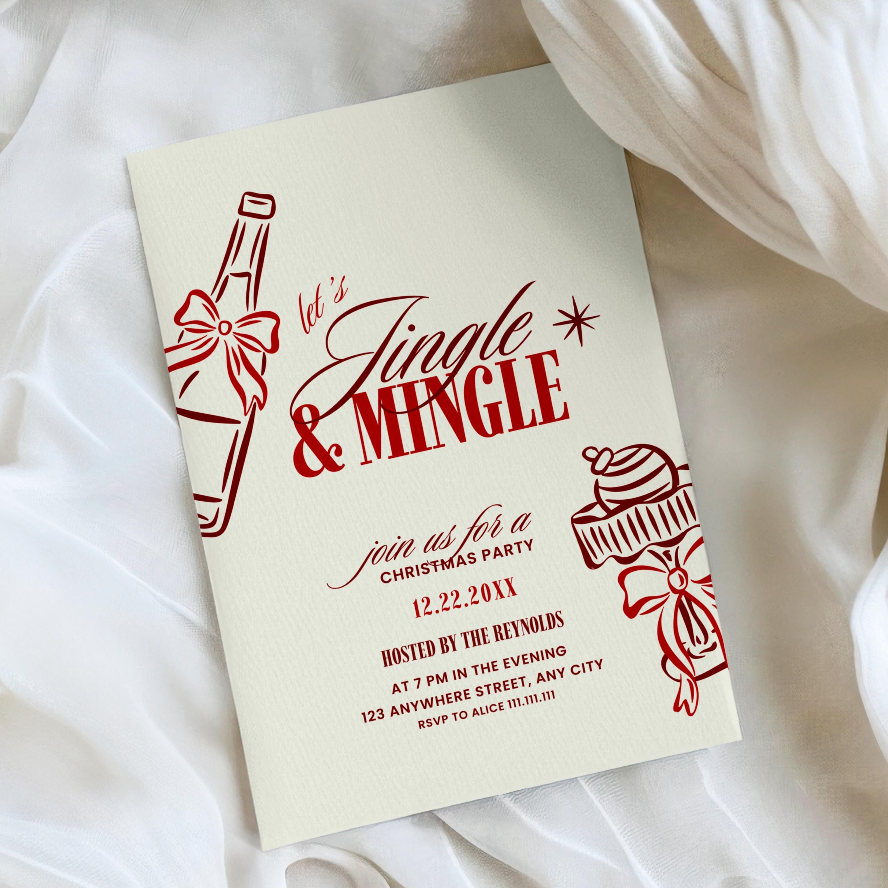 Jingle and Mingle Invite, Christmas Party Invitation, Editable ...