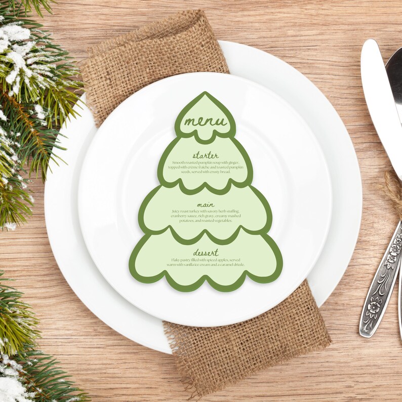 Christmas Menu Template, Christmas Tree Menu, Holiday Dinner Menu ...