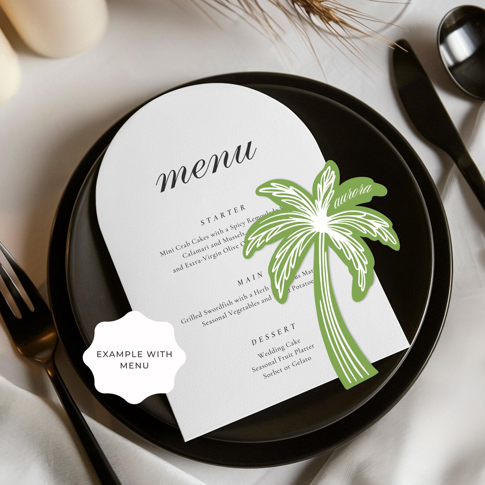 Palm Tree Place Card, Tropical Place Card, Wedding Place Cards, Dinner ...