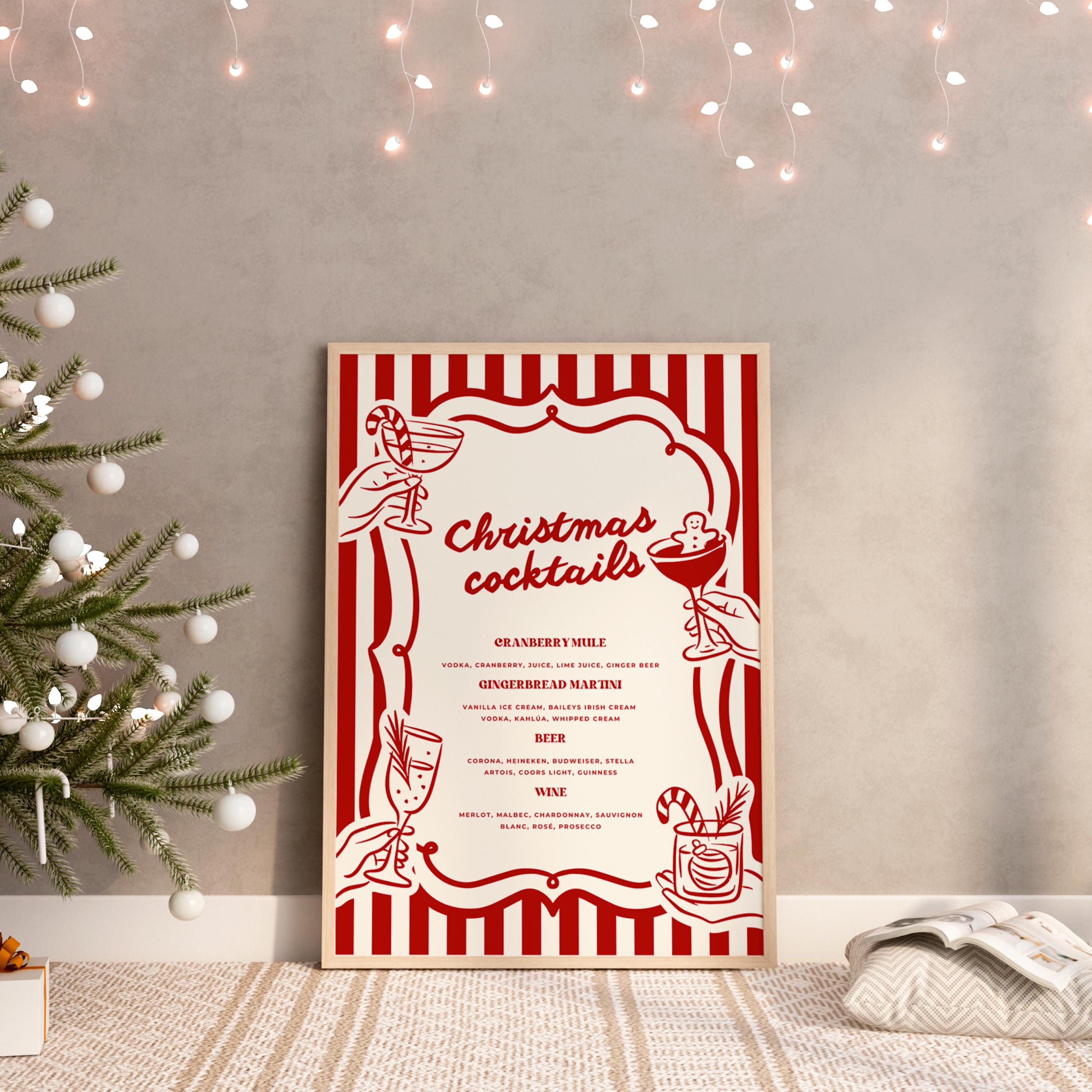 Christmas Bar Decor, Holiday Drinks, Christmas Bar Sign, Christmas ...