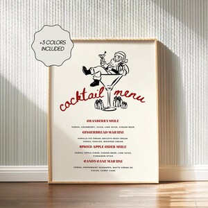 Christmas Party Drink Sign, Christmas Bar Menu, Christmas Cocktail Menu ...