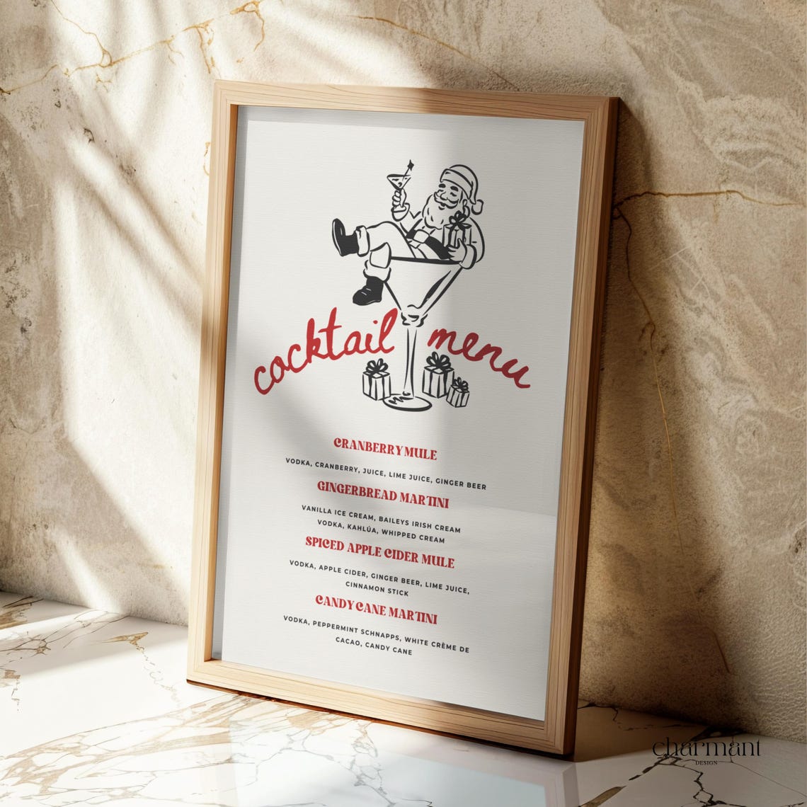 Christmas Party Drink Sign, Christmas Bar Menu, Christmas Cocktail Menu ...