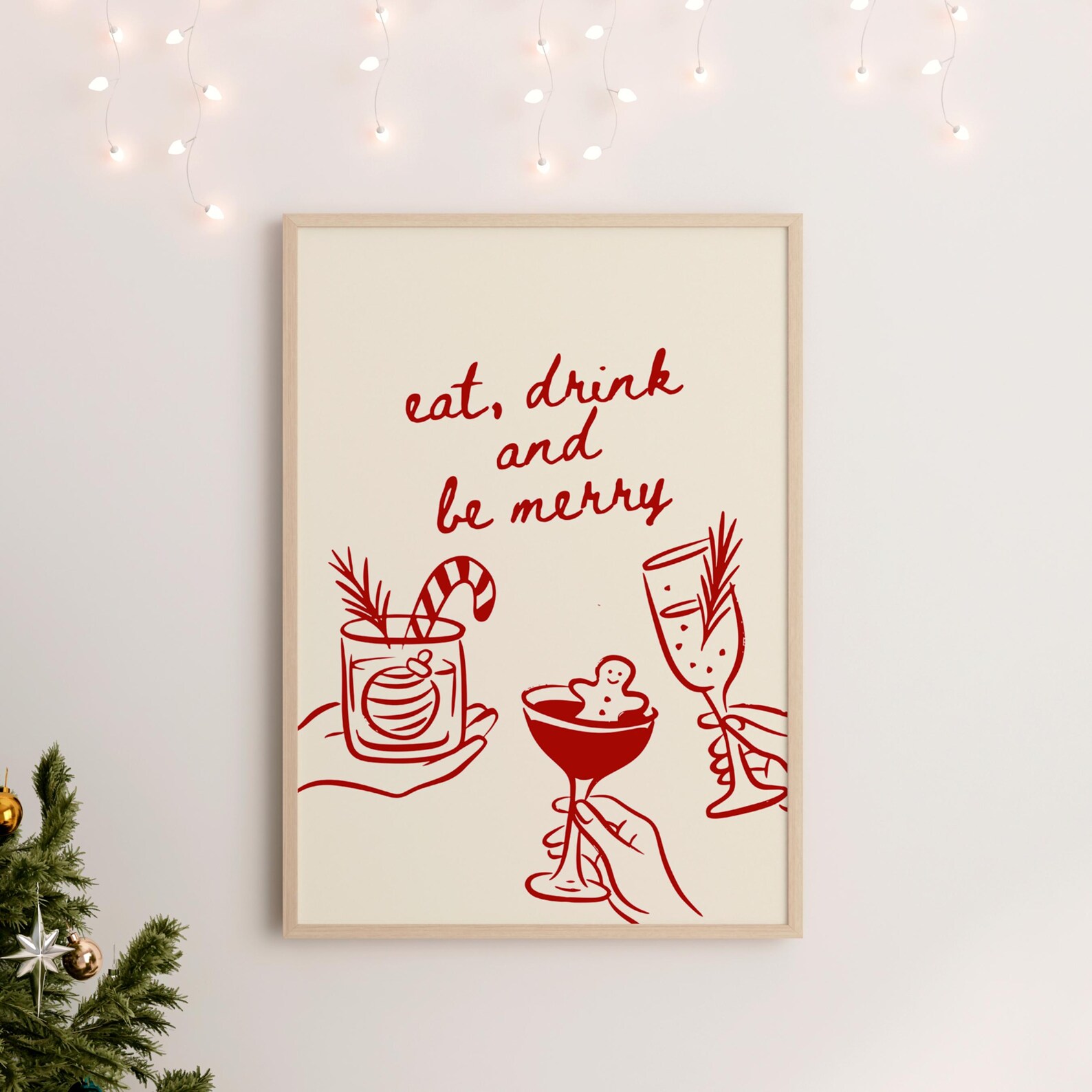 Christmas Bar Sign, Eat Drink and Be Merry Sign, Holiday Party Sign ...