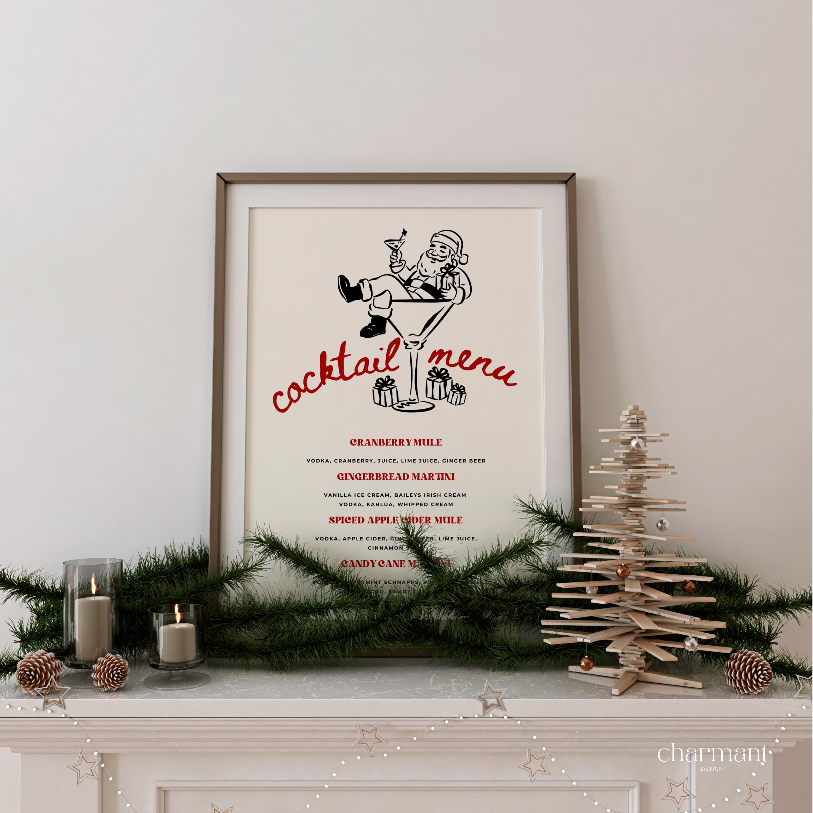 Christmas Party Drink Sign, Christmas Bar Menu, Christmas Cocktail Menu ...
