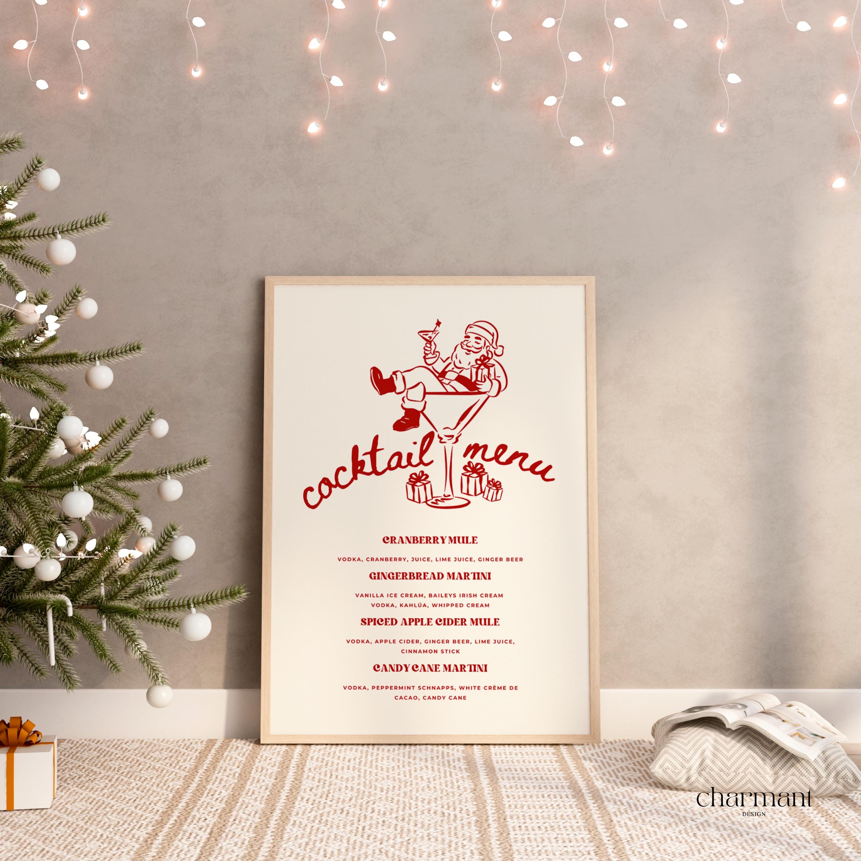 Christmas Party Drink Sign, Christmas Bar Menu, Christmas Cocktail Menu ...