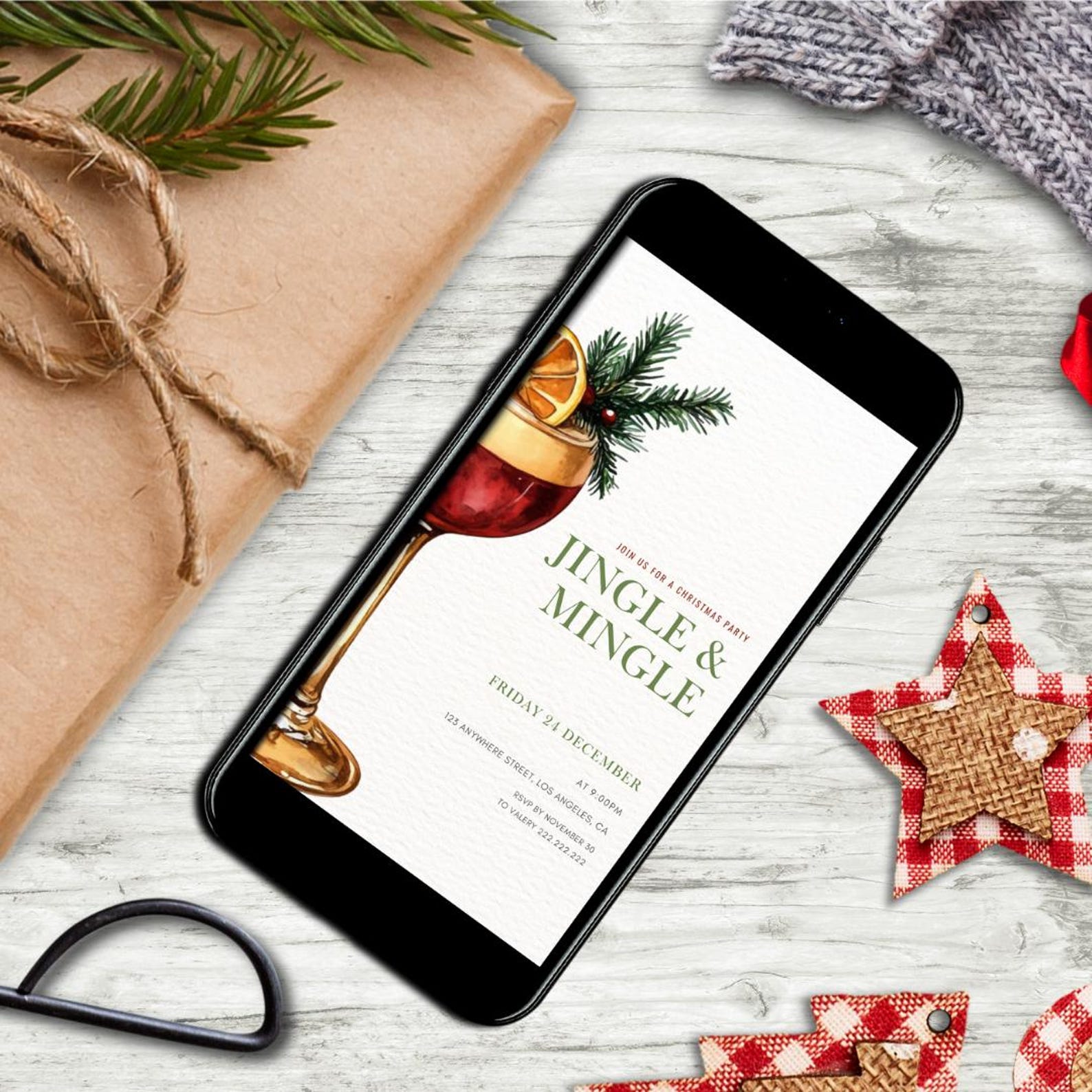 Christmas Party Invitation, Jingle and Mingle Invitation, Holiday Party ...