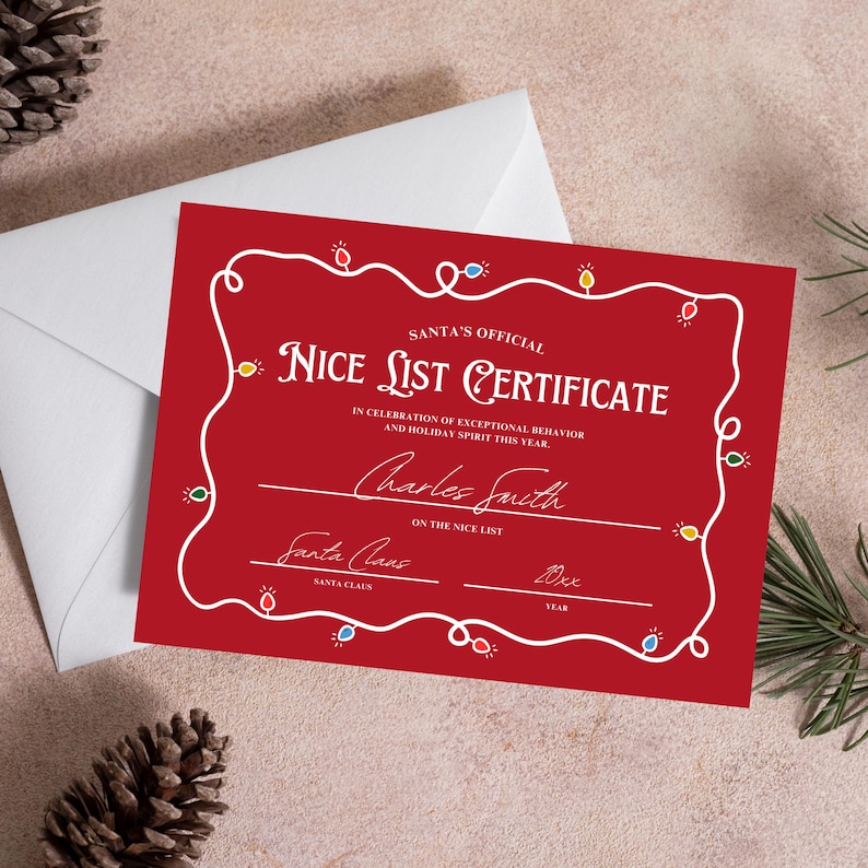 Santas Nice List, Christmas Nice List Certificate, Digital Download ...
