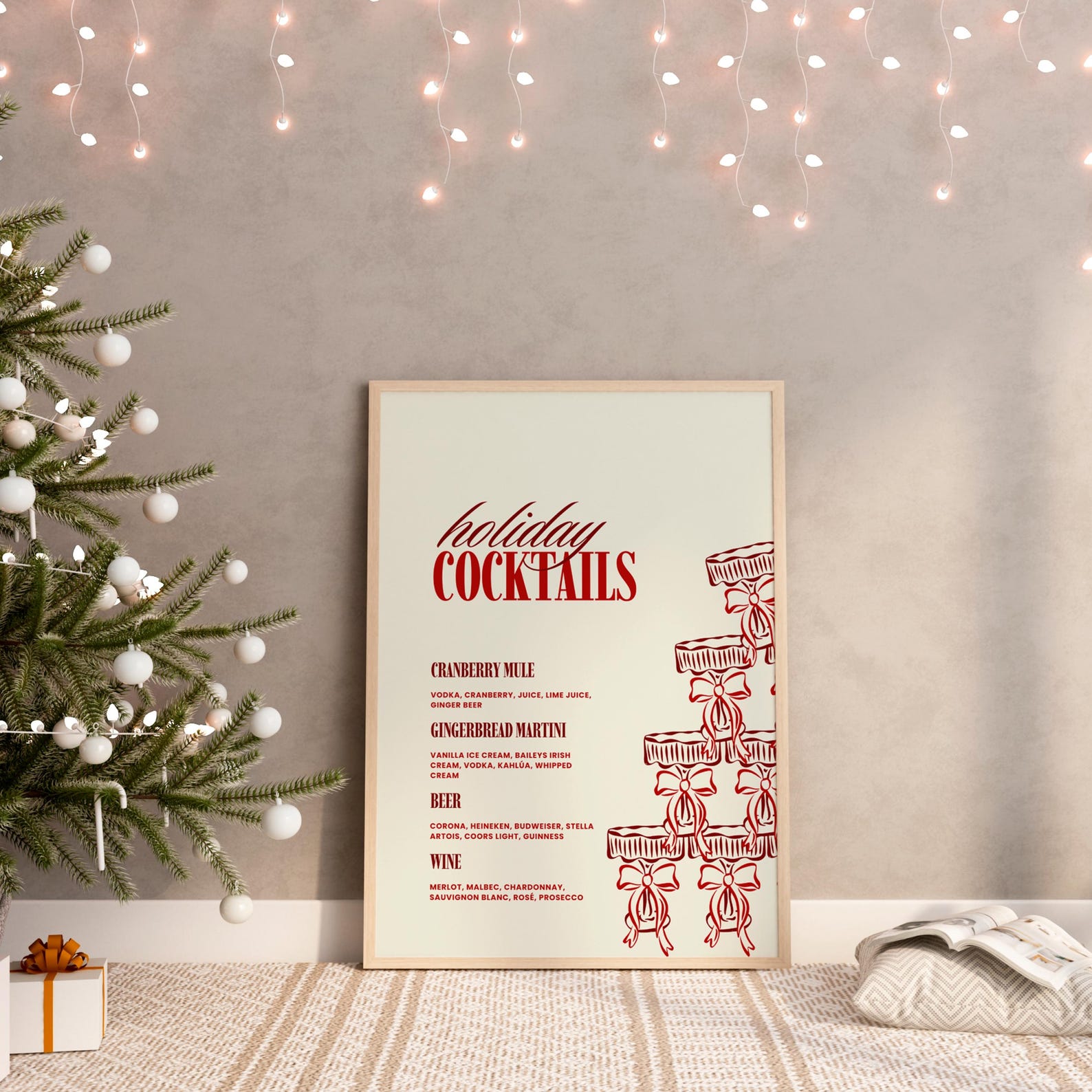 Holiday Cocktails, Holiday Drinks, Christmas Bar Sign, Christmas Drinks ...