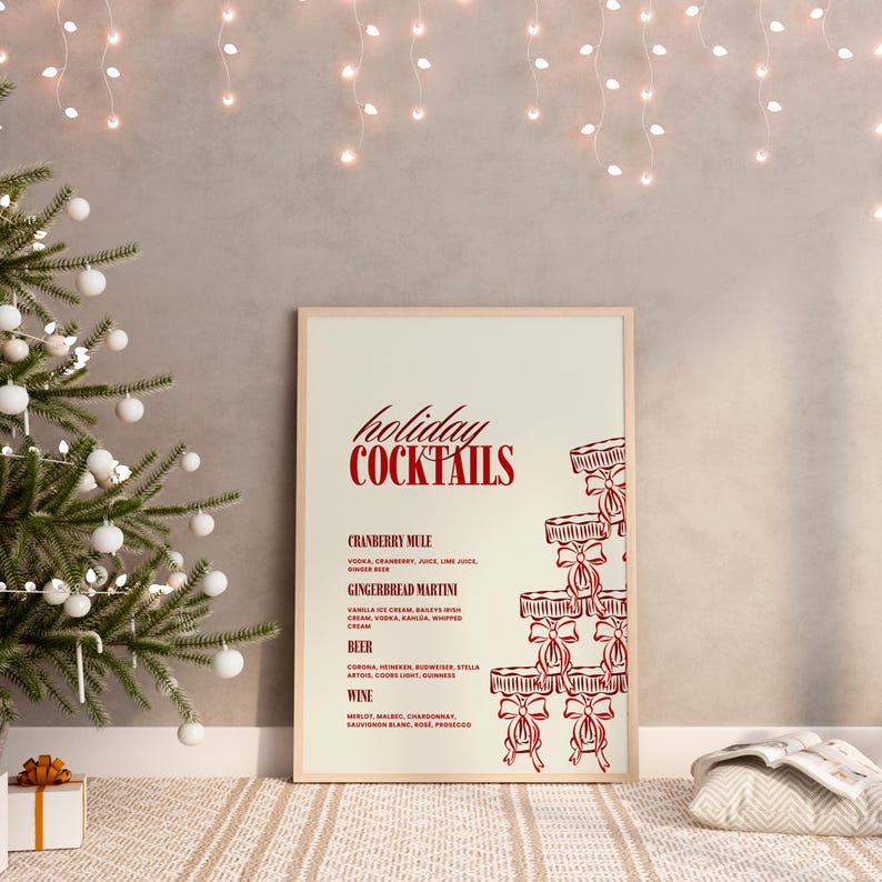 Holiday Cocktails, Holiday Drinks, Christmas Bar Sign, Christmas Drinks ...