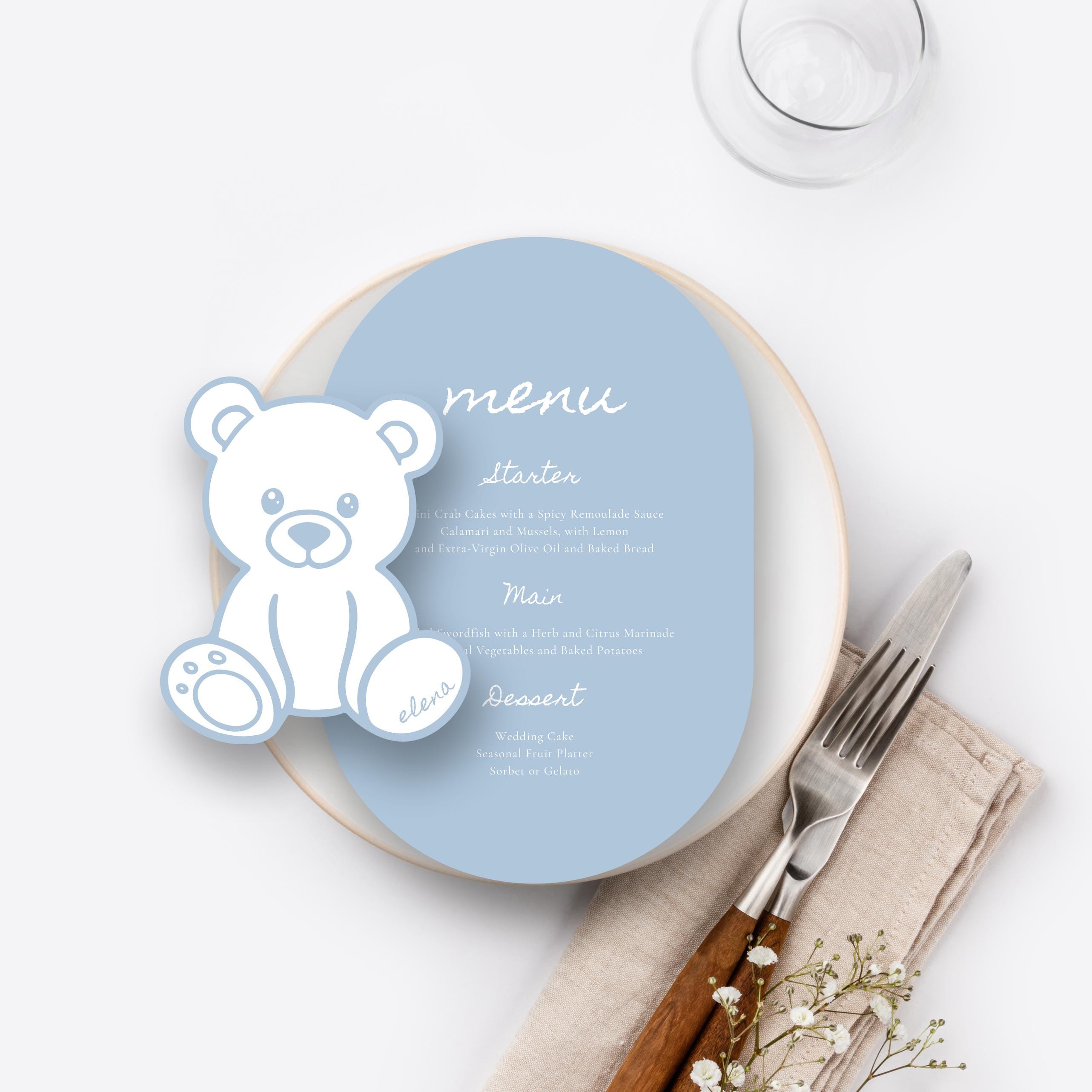 Baby Shower Menu, Baby Shower Menu Card, Blue Baby in Bloom Baby Shower ...