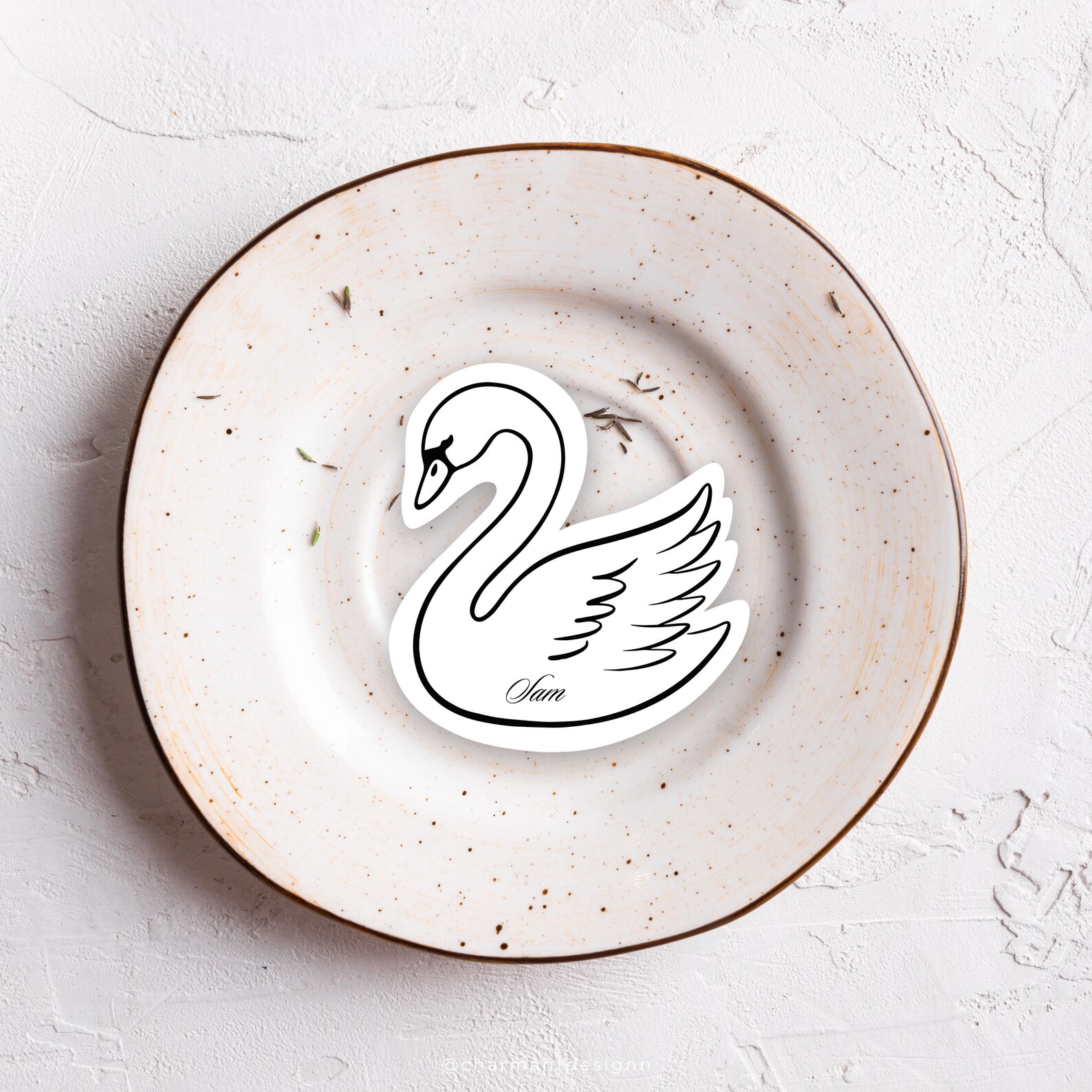 Swan Place Card, Wedding Place Cards, Party Place Card, Dinner Party ...