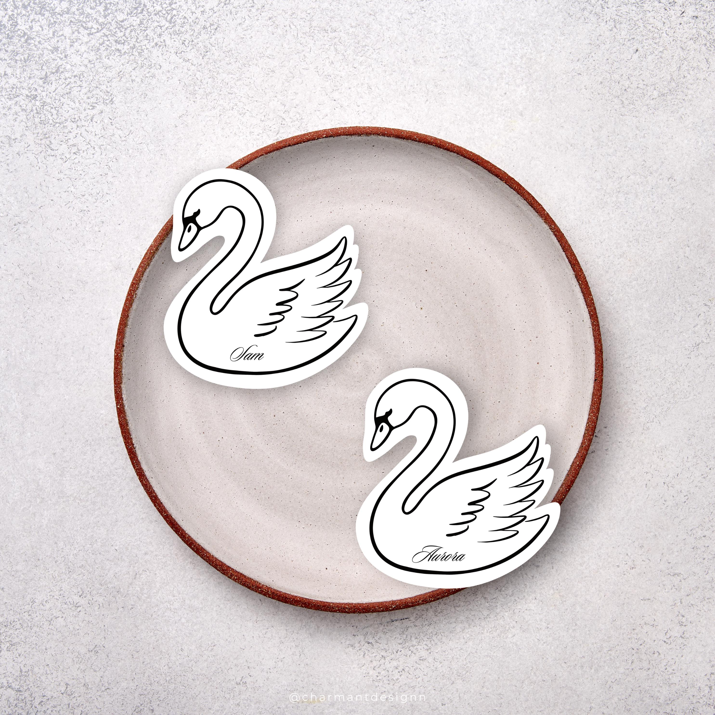 Swan Place Card, Wedding Place Cards, Party Place Card, Dinner Party ...