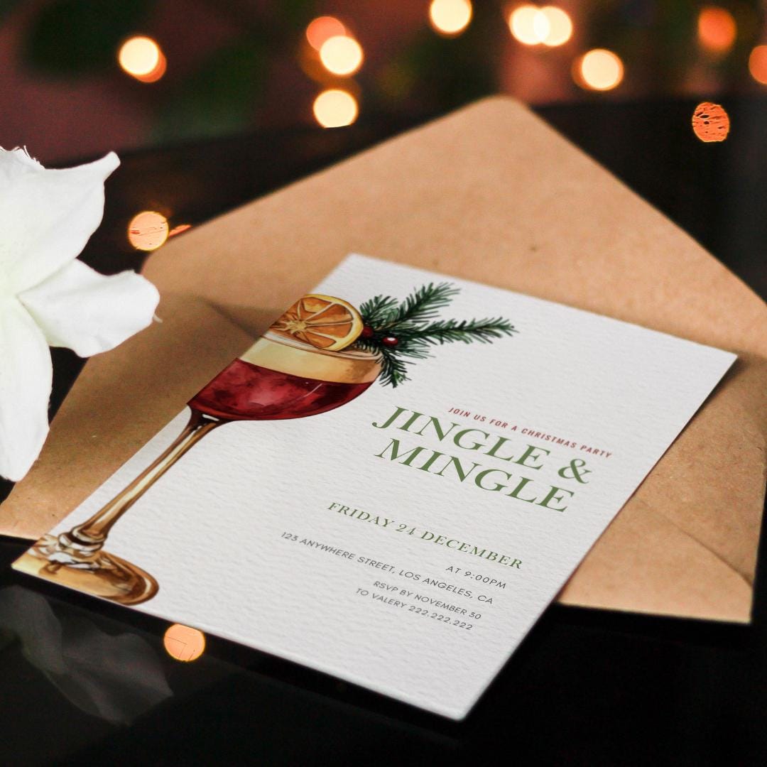 Christmas Party Invitation, Jingle and Mingle Invitation, Holiday Party ...