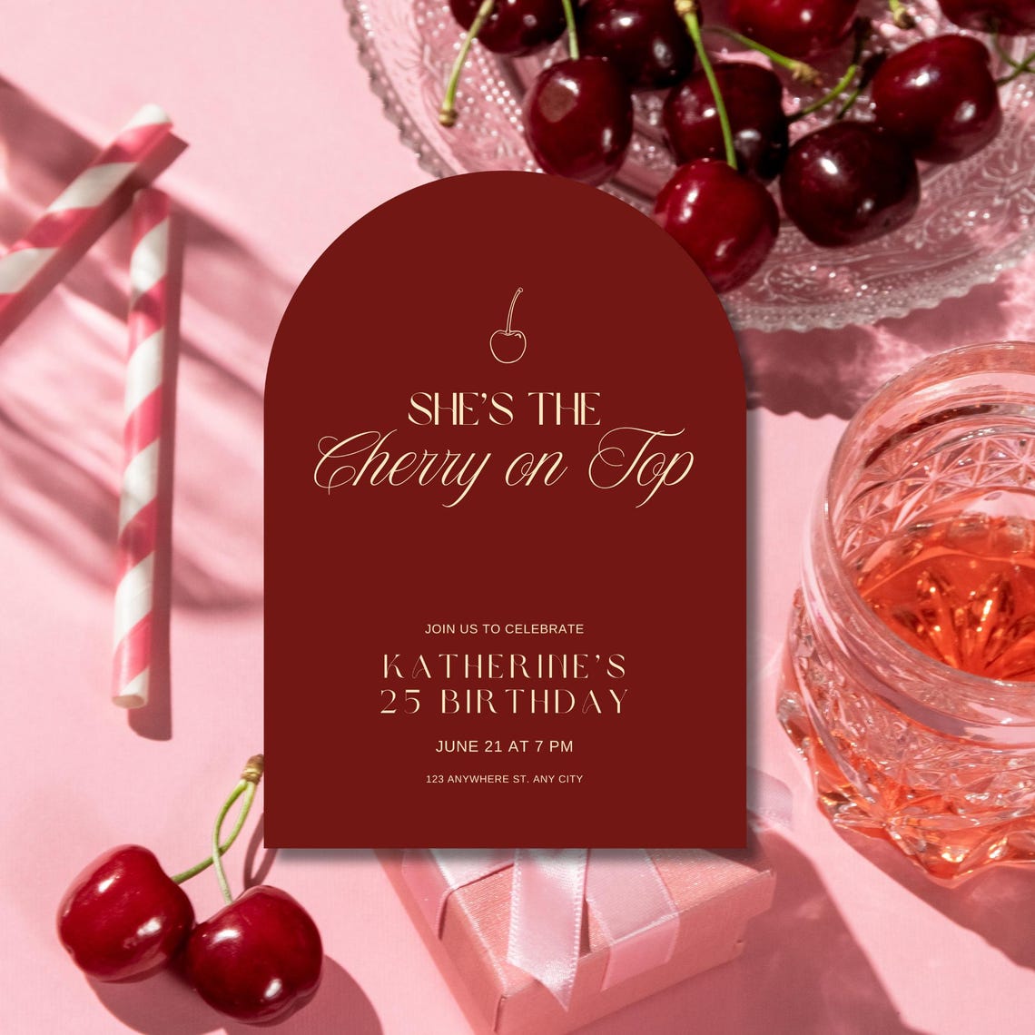 Cherry on Top Invite, Cherry on Top Party, Cherry Party, Birthday ...