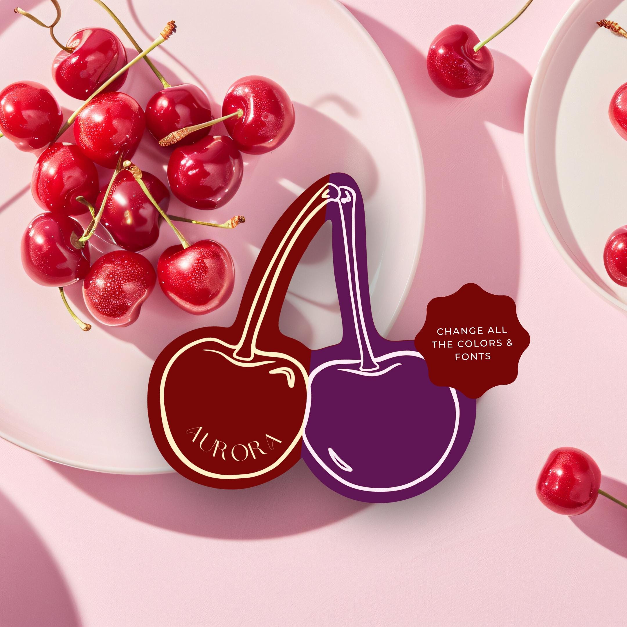 Cherry Place Cards, Birthday Party Place Card, Cherry Themed Party ...
