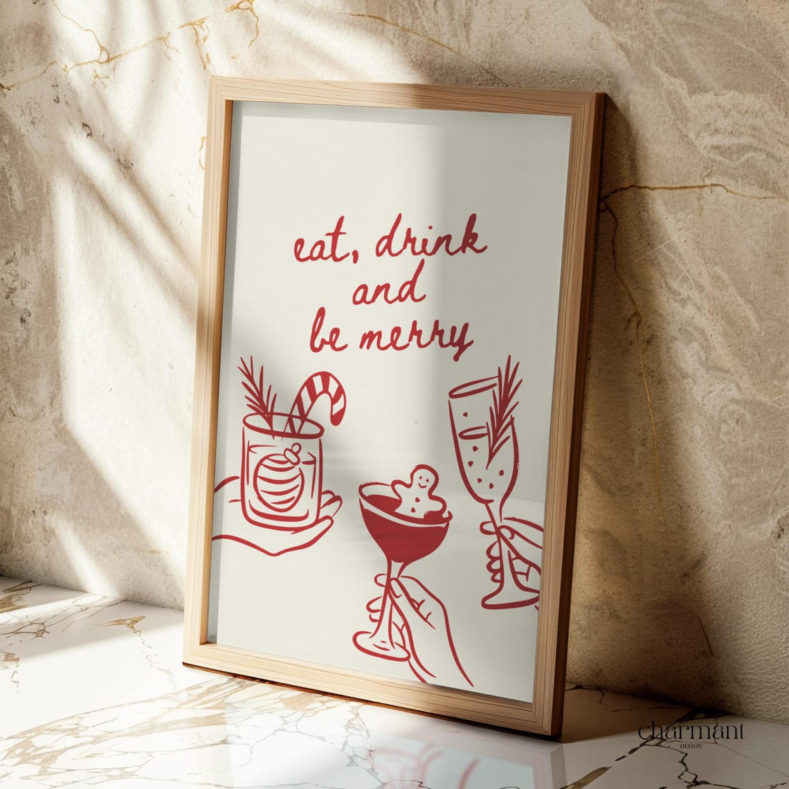 Christmas Bar Sign, Eat Drink and Be Merry Sign, Holiday Party Sign ...