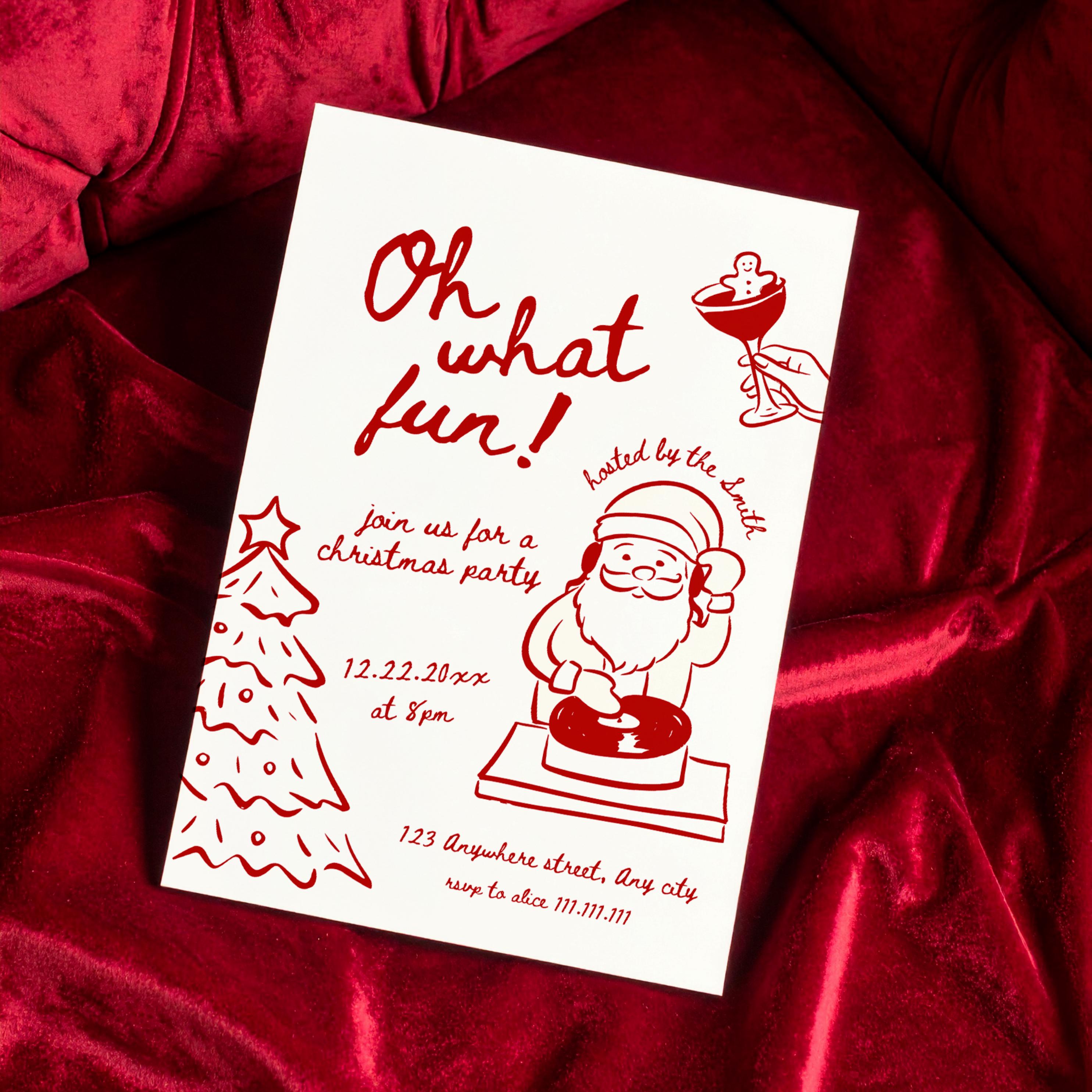 Oh What Fun Christmas Party Invitation, Editable Christmas Party Invite ...