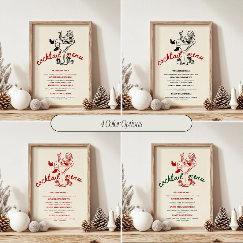 Christmas Party Drink Sign, Christmas Bar Menu, Christmas Cocktail Menu ...