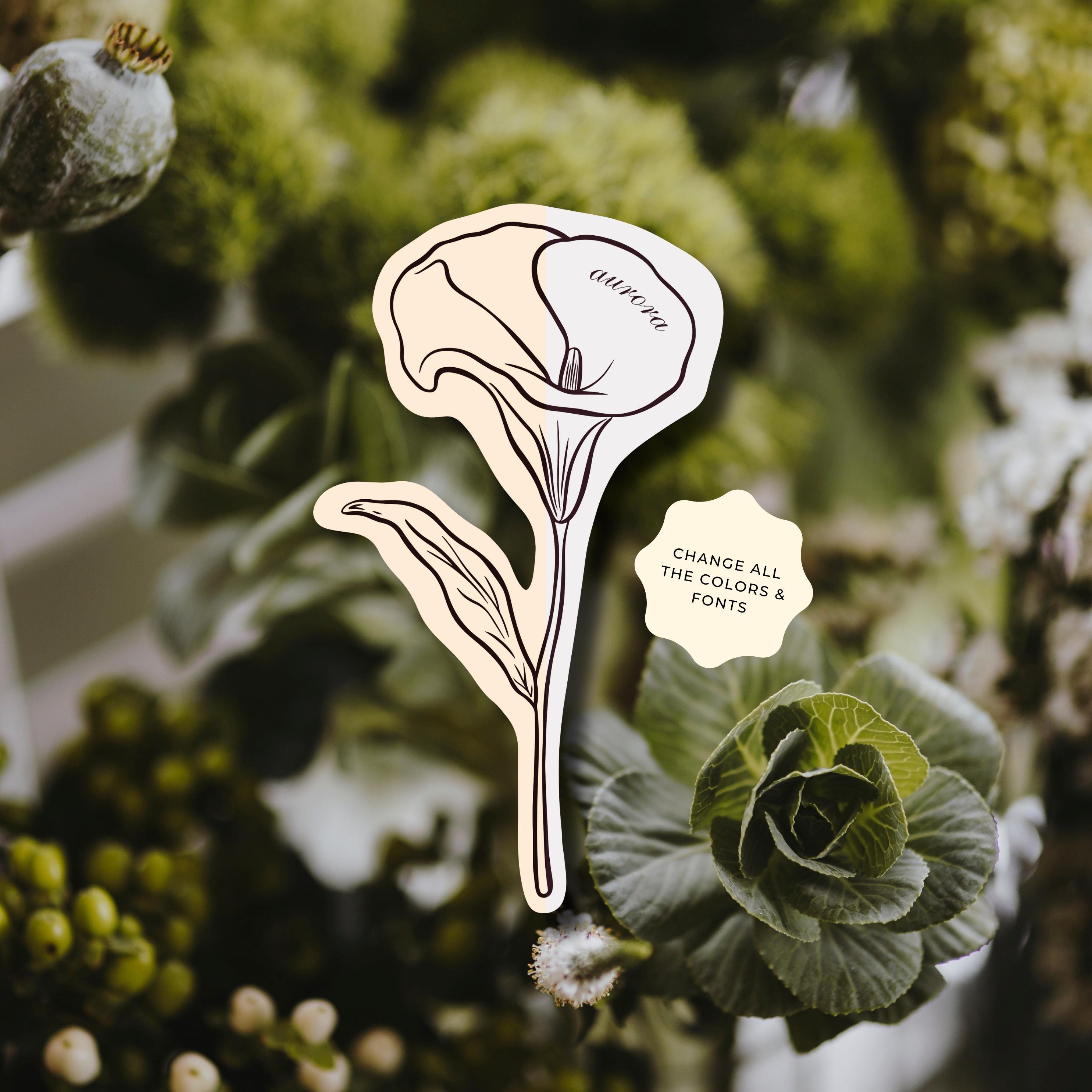 Flower Place Card, Wedding Place Cards, Party Place Card, Dinner Party ...