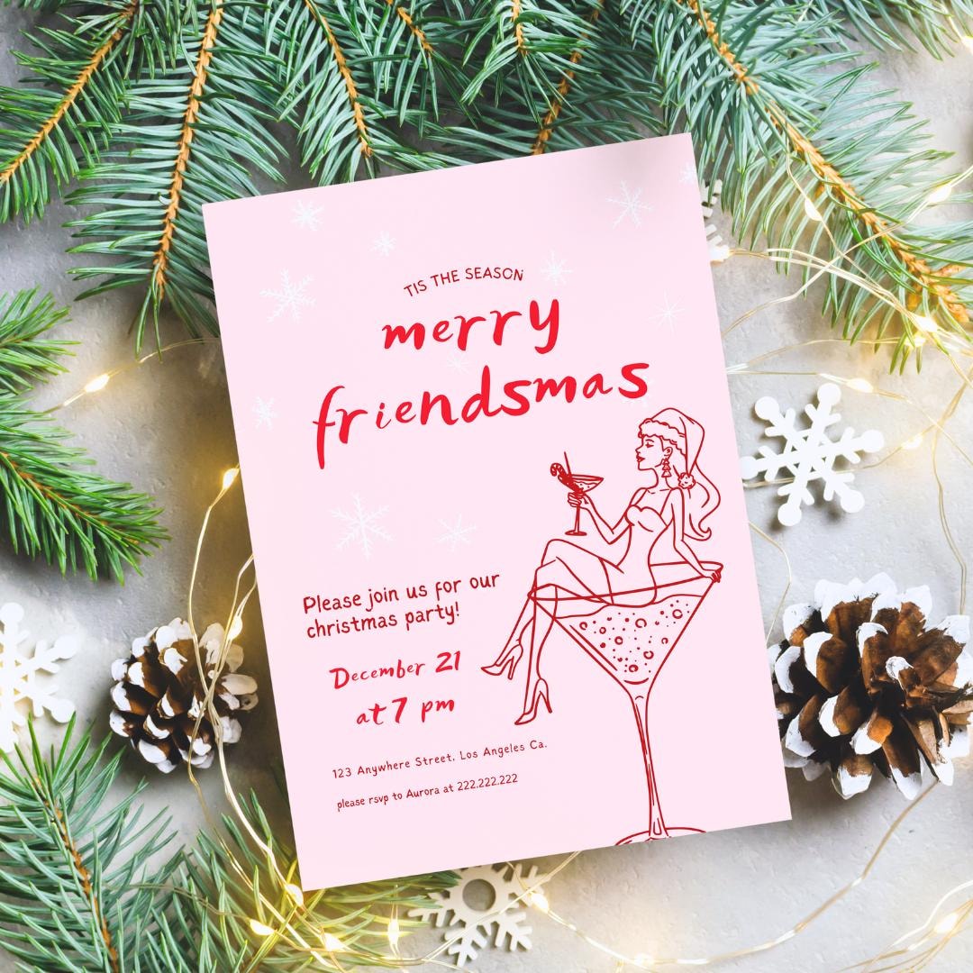 Friendsmas Party Invitation, Christmas Party Invitation, Friendsmas ...