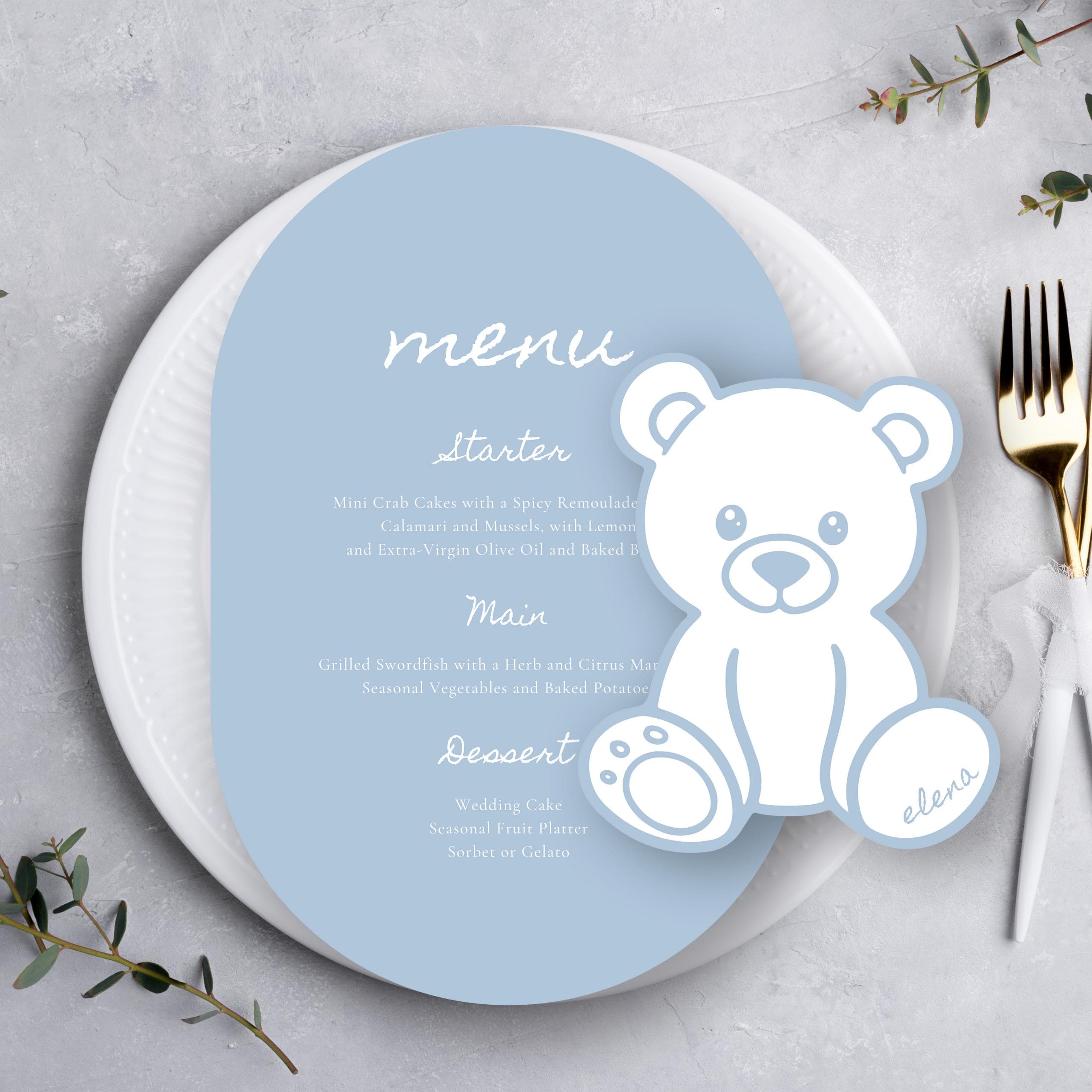 Baby Shower Menu, Baby Shower Menu Card, Blue Baby in Bloom Baby Shower ...