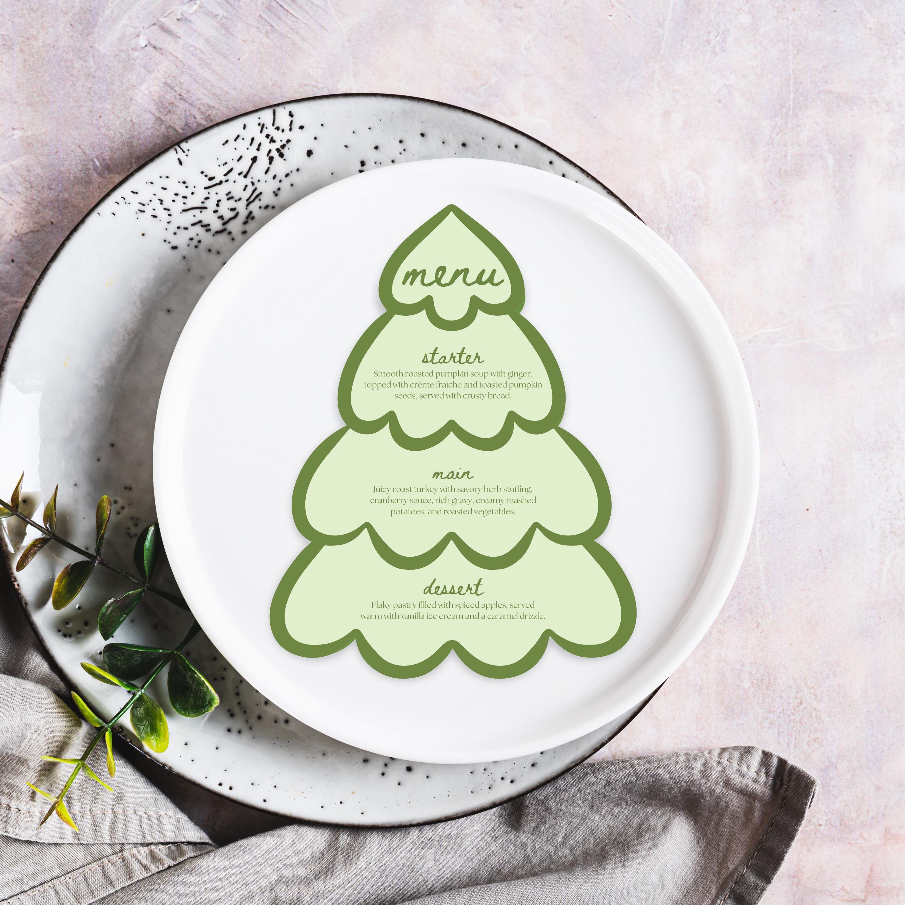 Christmas Menu Template, Christmas Tree Menu, Holiday Dinner Menu ...