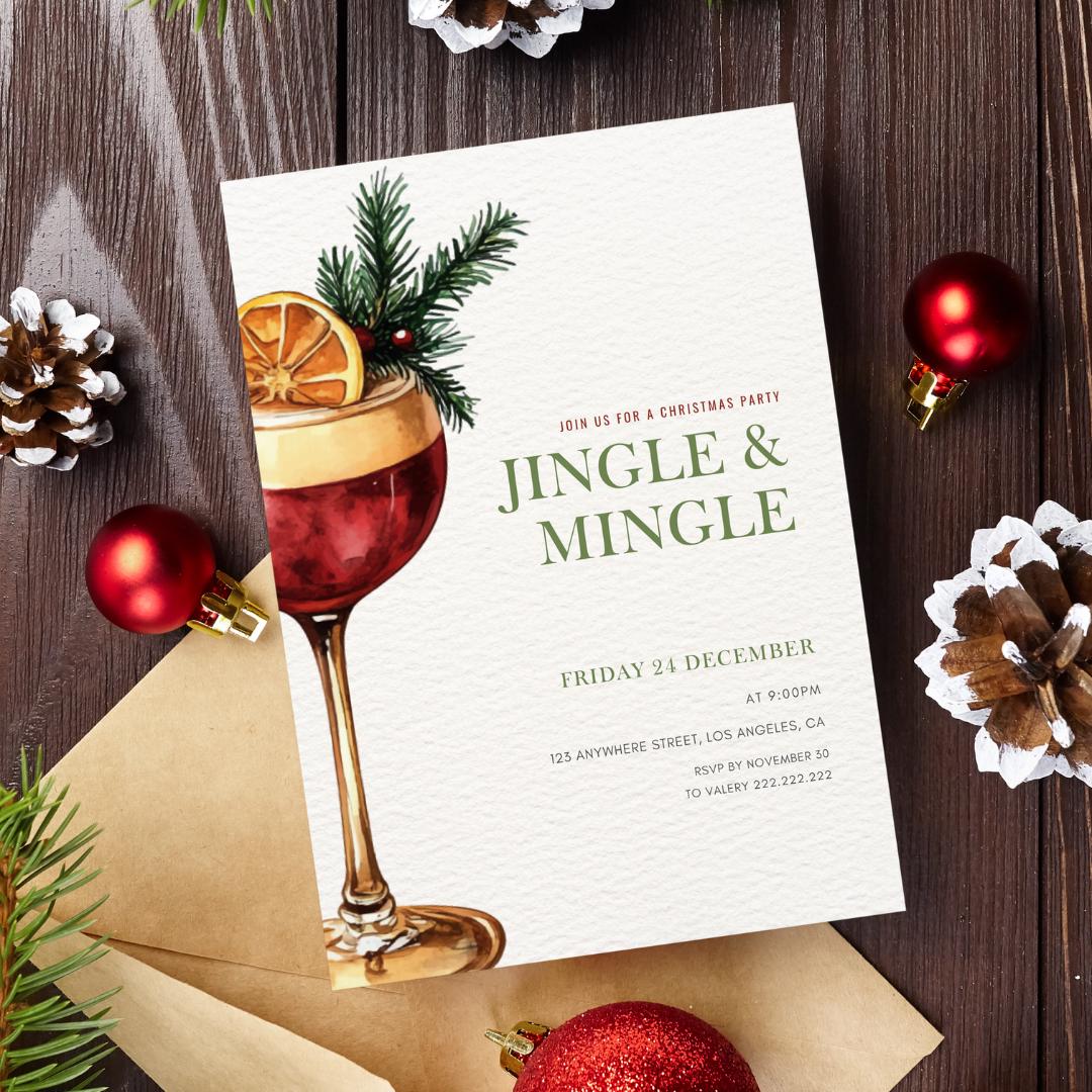 Christmas Party Invitation, Jingle and Mingle Invitation, Holiday Party ...