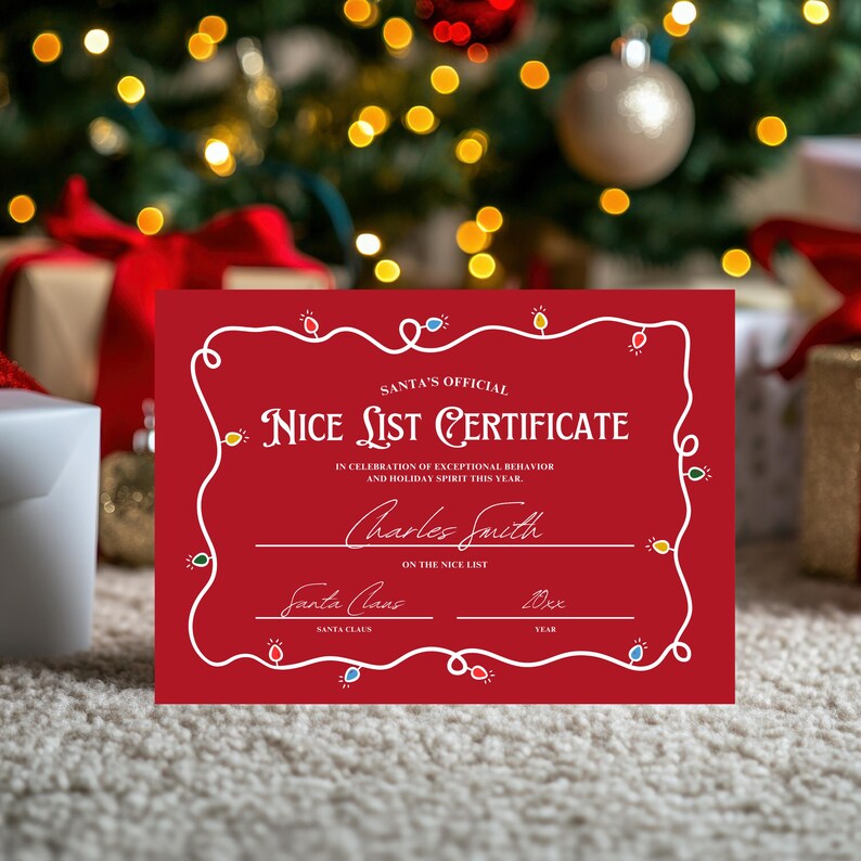 Santas Nice List, Christmas Nice List Certificate, Digital Download ...