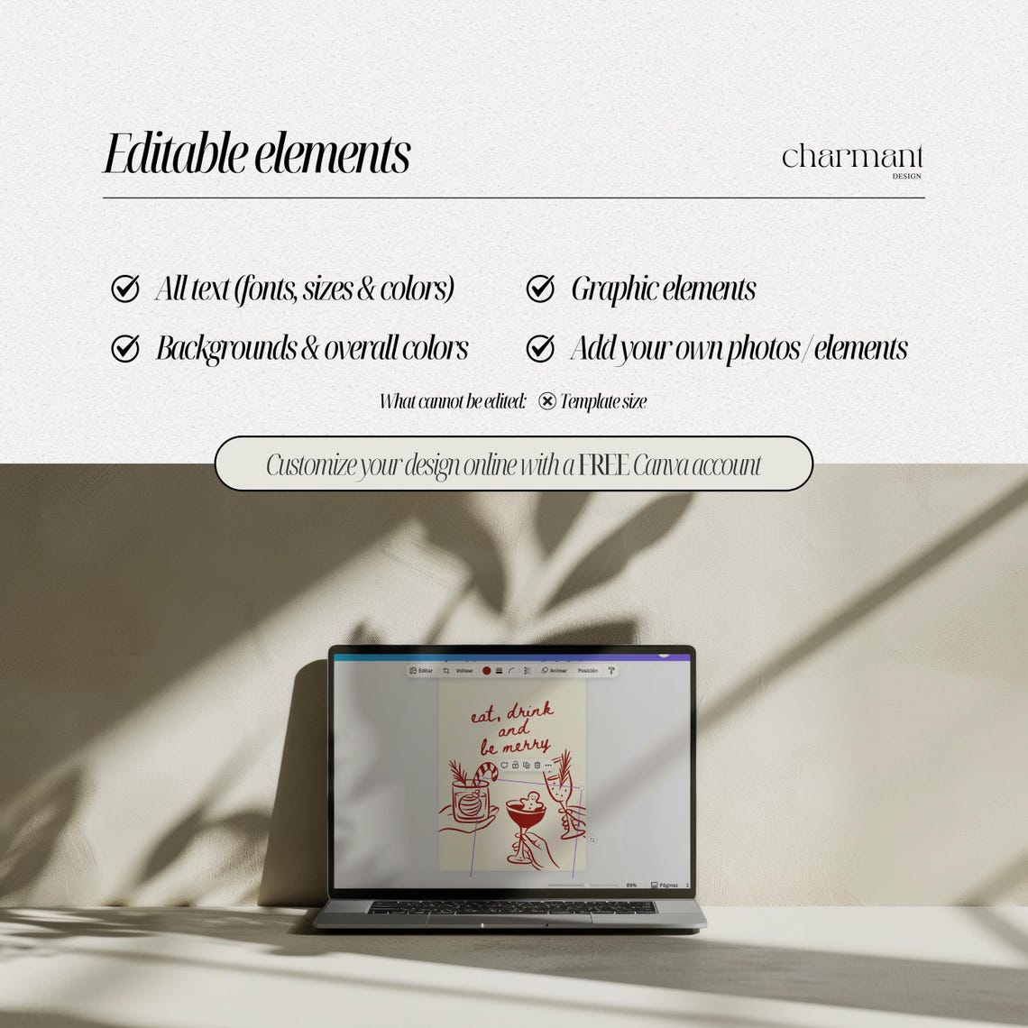 Christmas Bar Sign, Eat Drink and Be Merry Sign, Holiday Party Sign ...