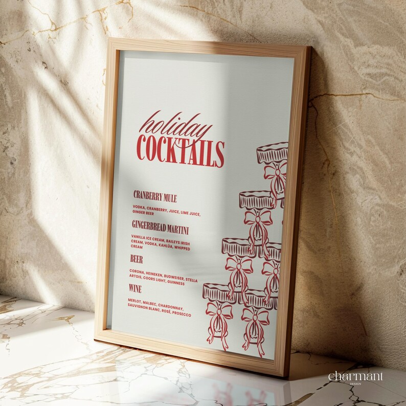 Holiday Cocktails, Holiday Drinks, Christmas Bar Sign, Christmas Drinks ...