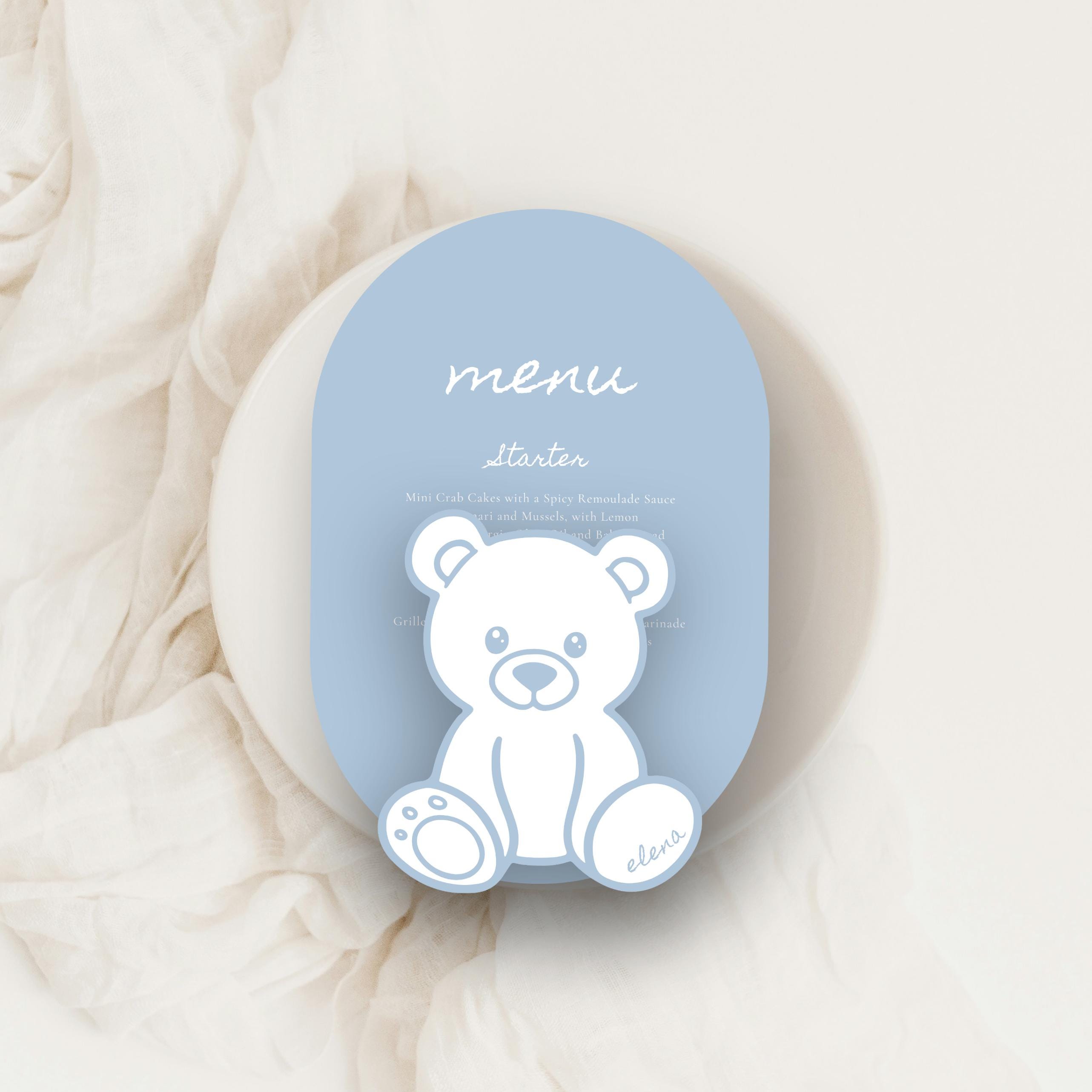 Baby Shower Menu, Baby Shower Menu Card, Blue Baby in Bloom Baby Shower ...